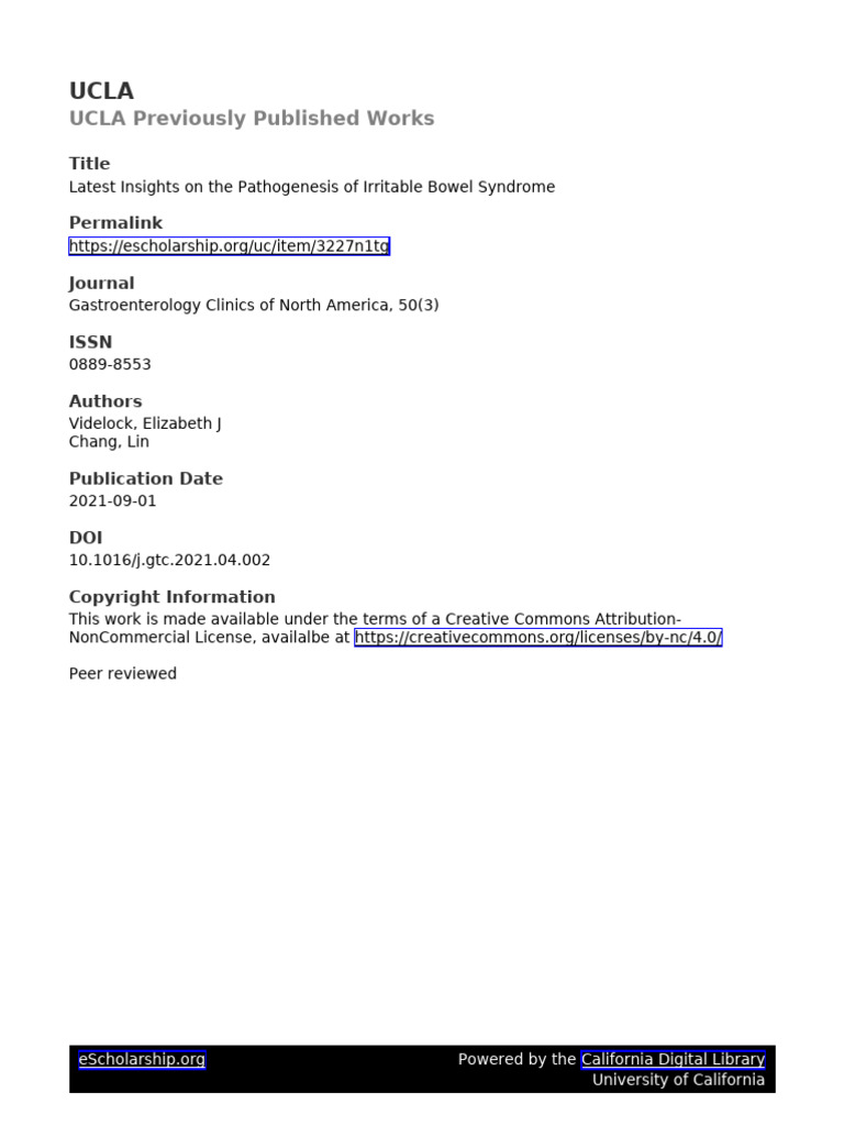 Latest Insights On The Pathogenesis of Irritable Bowel Syndrome | PDF ...