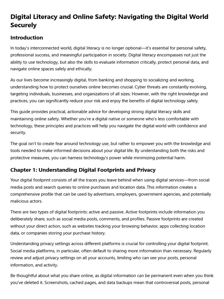 Digital Literacy and Online Safety - Navigating The Digital World ...