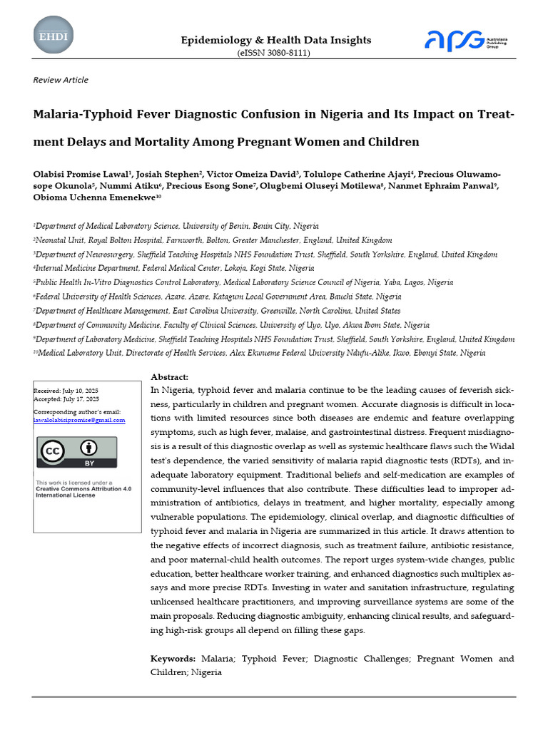 Malaria-Typhoid Diagnostic Challenges in Nigeria | PDF | Malaria ...