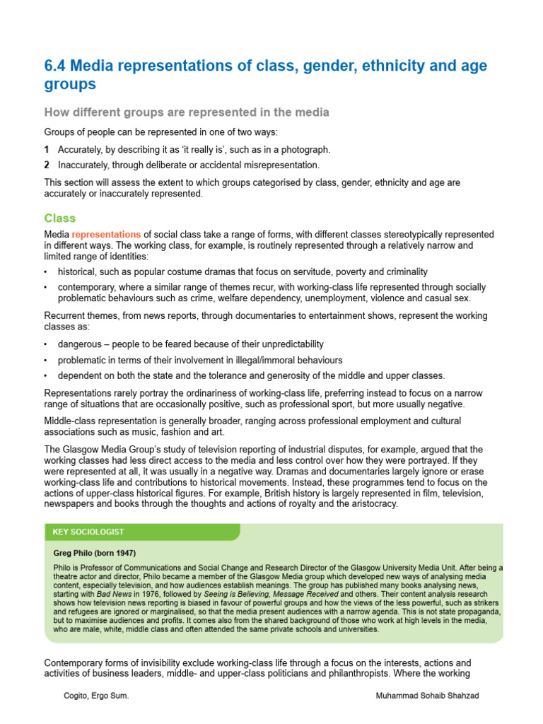 Media Representations of Class and Gender | PDF | Gender | Gender Studies