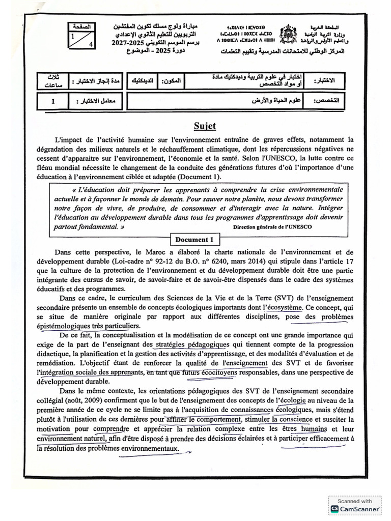 Inspection SVT collège 2025 didactique | PDF