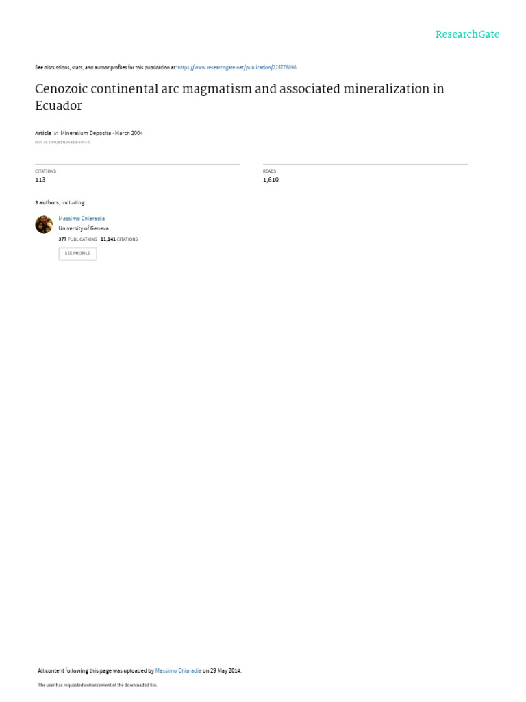 Cenozoic Continental Arc Magmatism and Associated | PDF | Magma | Igneous Rock