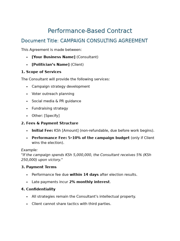 Performance-Based Campaign Consulting Agreement | PDF