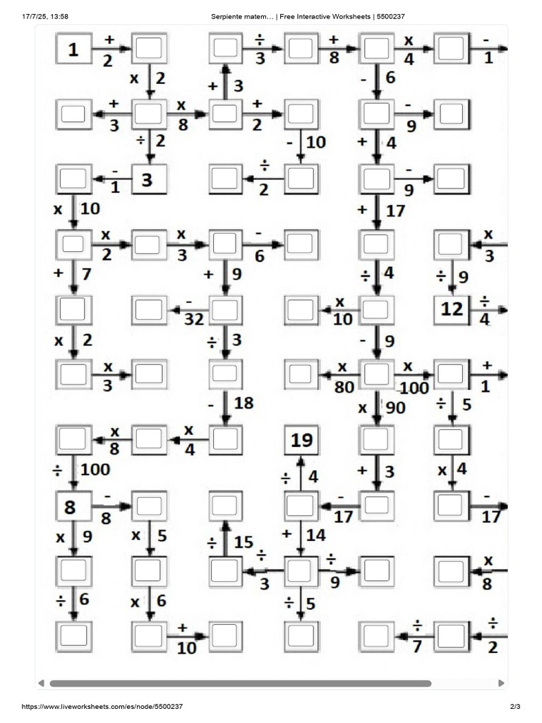 Serpiente Matem… _ Free Interactive Worksheets _ 5500237 | PDF