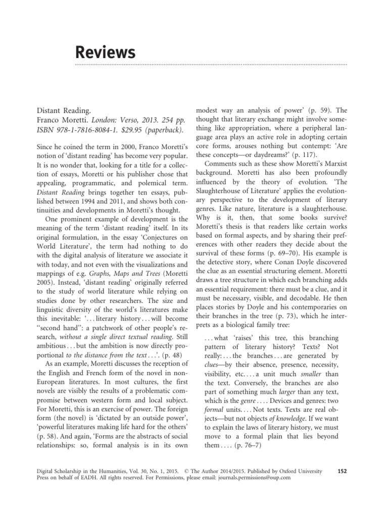 Moretti's Distant Reading Explored | PDF | Liberal Arts Education