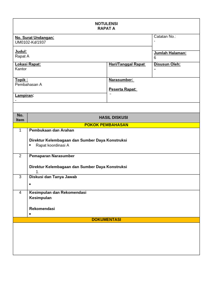Format Notulensi | PDF