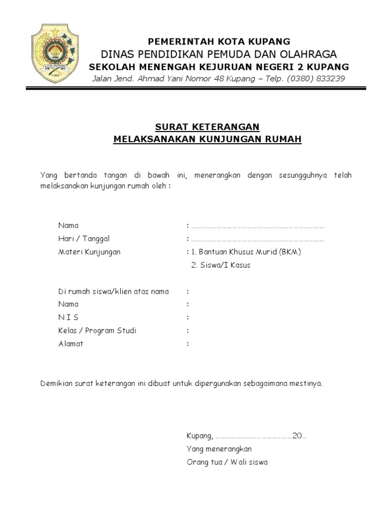 Surat Keterangan Kunjungan Rumah | PDF