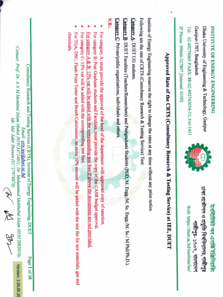 Lab Test Fee Updated 26-05-25 | PDF