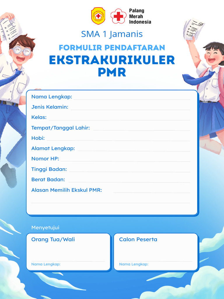 Formulir Pendaftaran Ekskul PMR | PDF