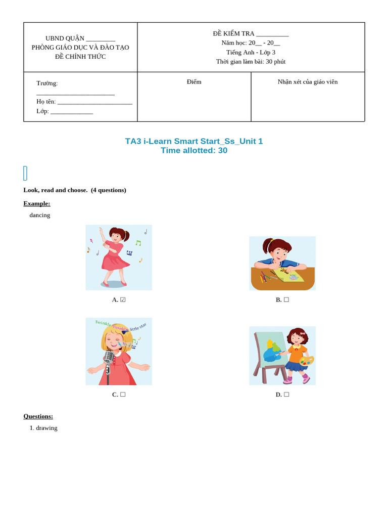 TA3 I-Learn Smart Start_Ss_Unit 1 | PDF