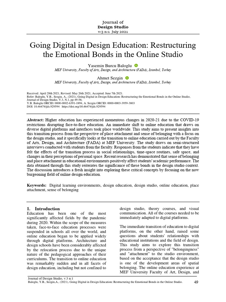 Going Digital in Design Education Restru | PDF | Attachment Theory ...
