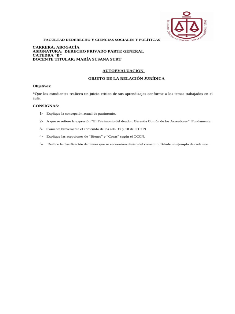 Autoevaluacion Objeto de La Relacion Jca | PDF