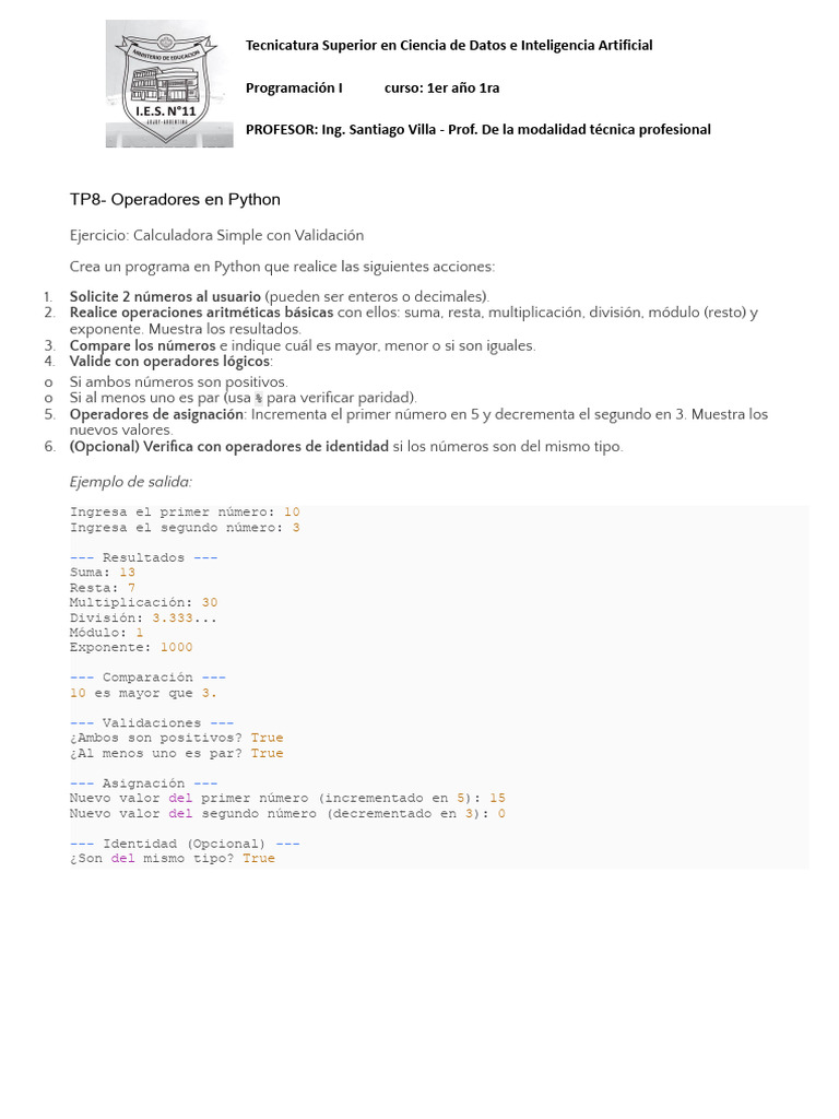 TP8-Operadores en Python | PDF