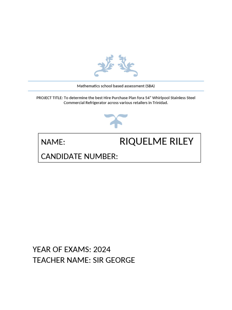 Riquelme Riley Mathematics SBA 2024 (1) (1) | PDF | Prices | Etsy