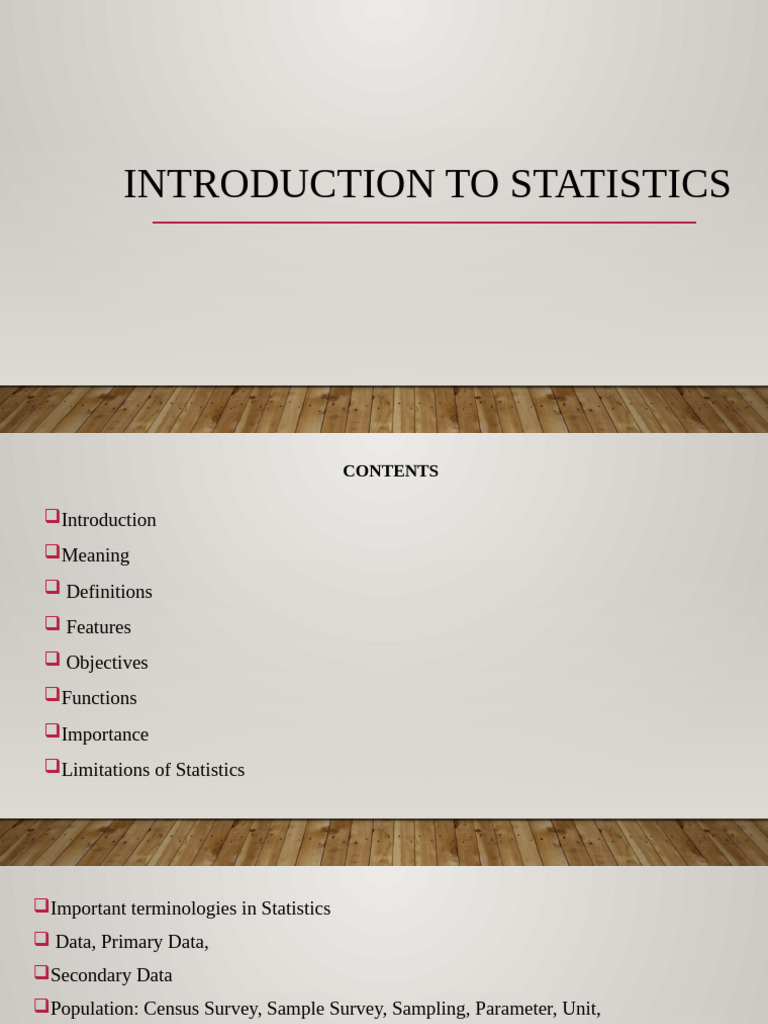 Introduction To Statistics | PDF | Sampling (Statistics) | Statistics