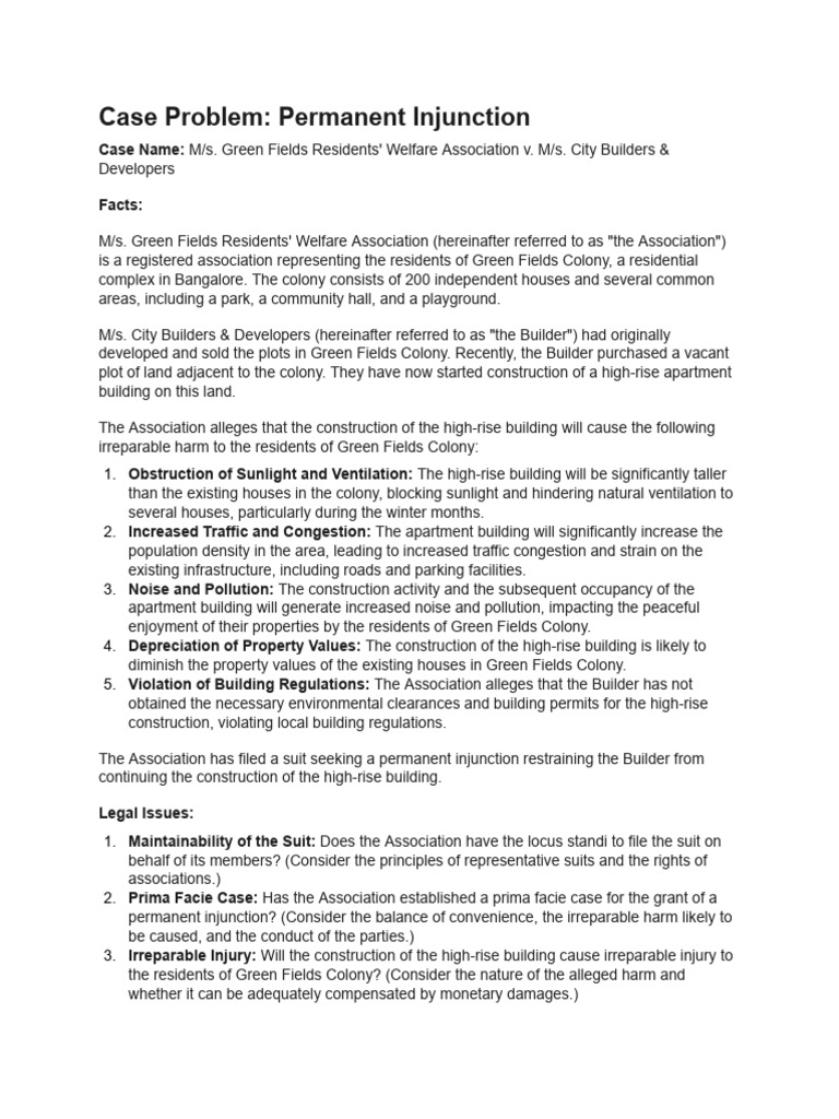 Case Problempermanent Injunction | PDF | Legal Remedy | Lawsuit