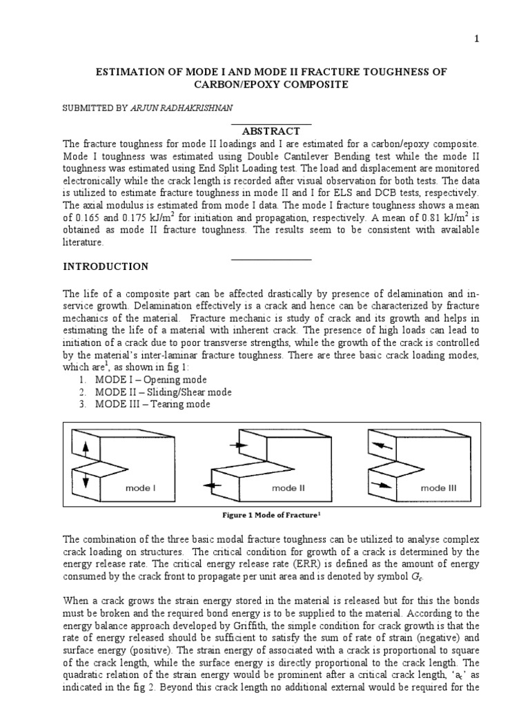 Estimation of Mode I and Mode Ii Fracture Toughness of Carbon/Epoxy Composite | PDF | Fracture ...