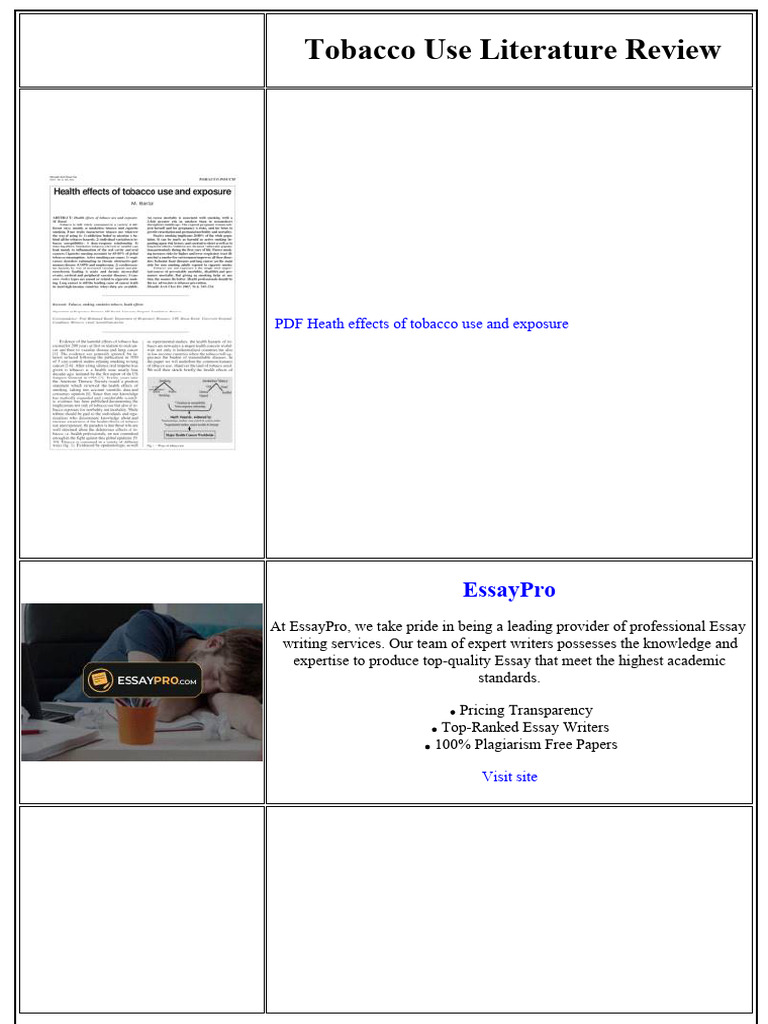 Tobacco Use Literature Review | PDF | Tobacco Smoking | Addiction