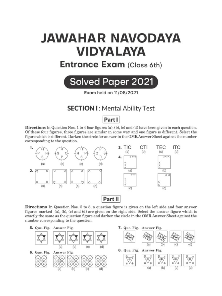 Navodaya Paper 2 | PDF