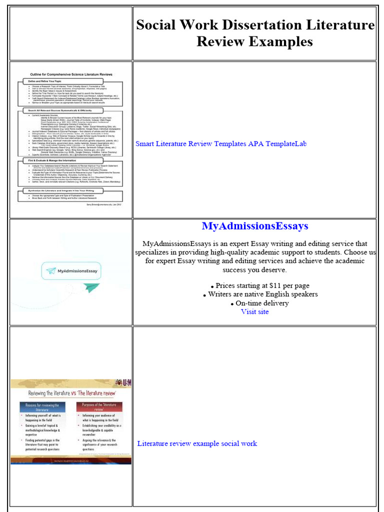 Social Work Dissertation Literature Review Examples | PDF | Thesis | Essays