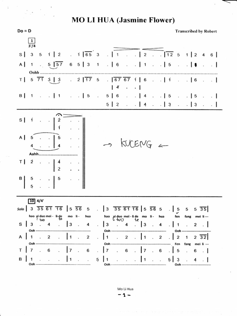 Mo Li Hua - SATB | PDF