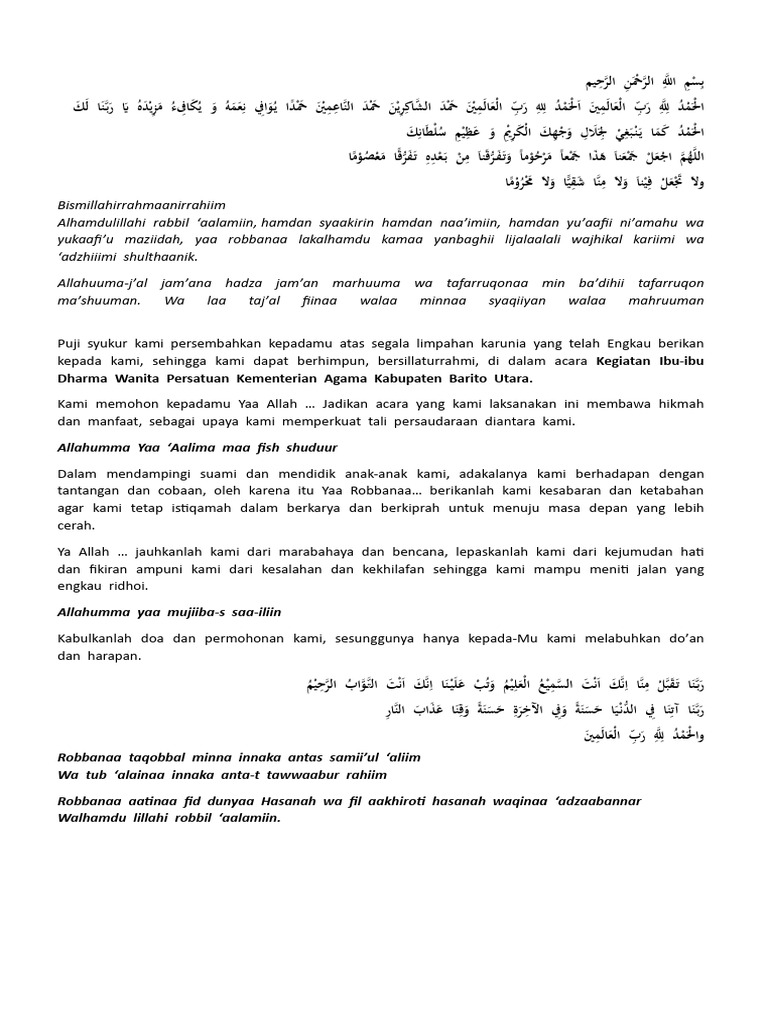 Teks Doa Acara Dharma Wanita | PDF