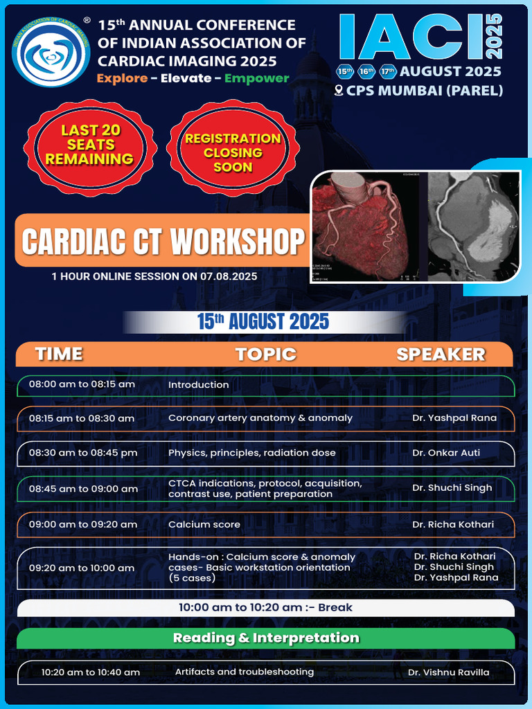 Iaci Cardiac CT Workshop - Schedule - New-1 | PDF | Ct Scan | Internal Medicine