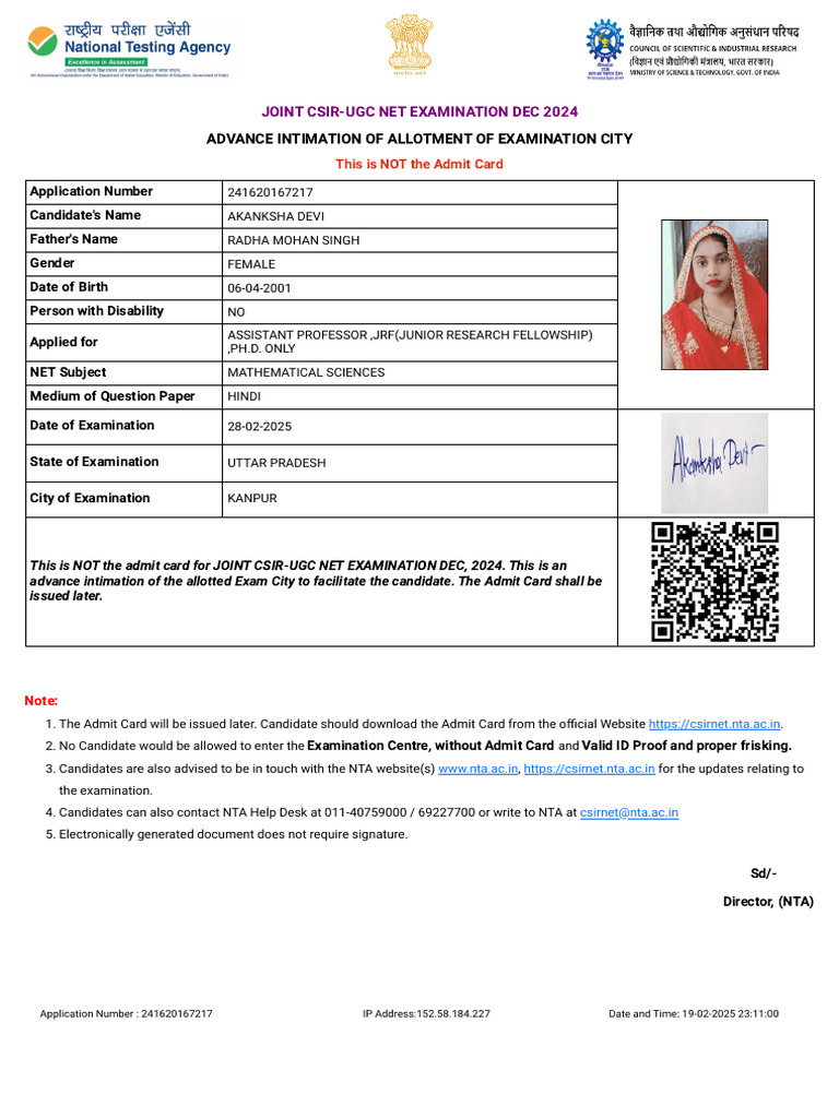 Joint Csir-Ugc Net December-2024 | PDF
