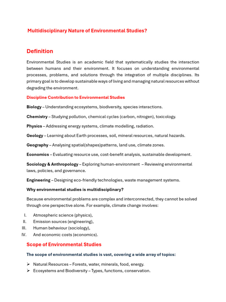 Multidisciplinary Approach in Environmental Studies | PDF | Natural ...