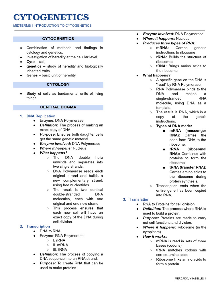 Cytogenetics_ Intro to Cytogen | PDF | Rna | Genotype