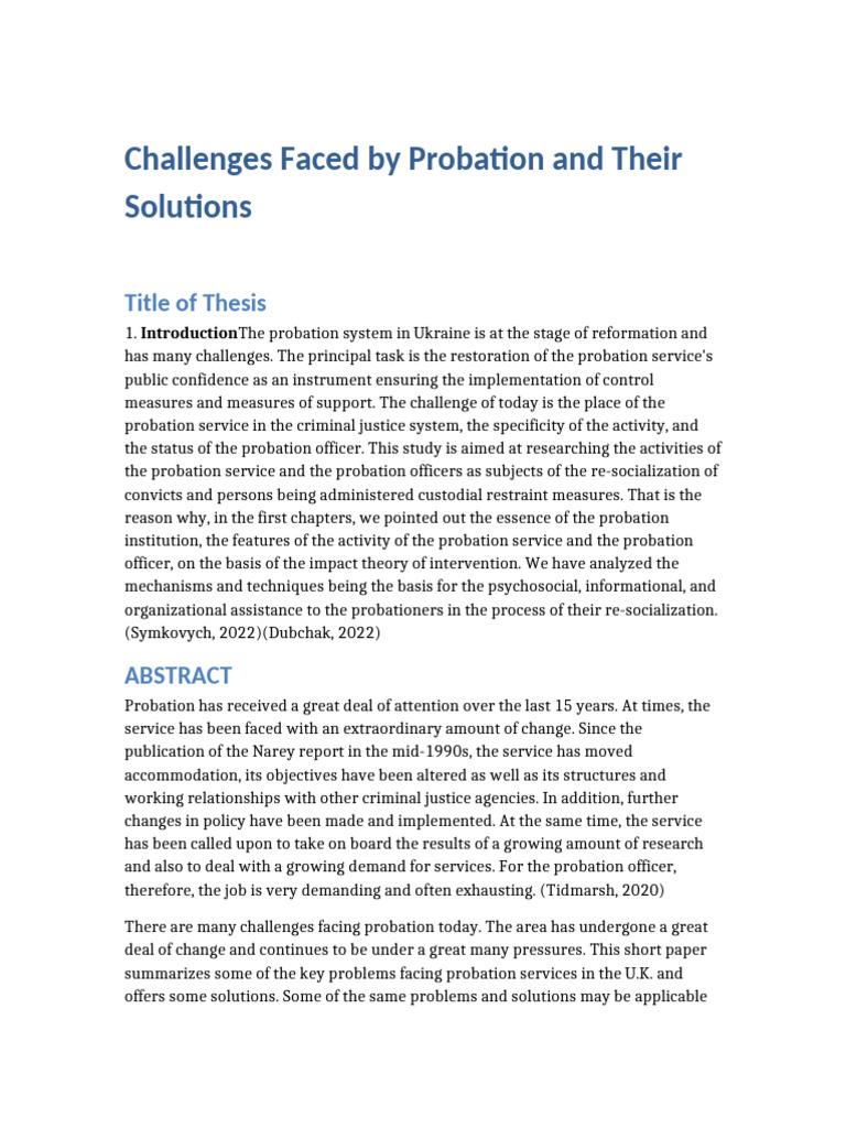 Challenges Faced by Probation and Their Solutions | PDF | Probation | Prison