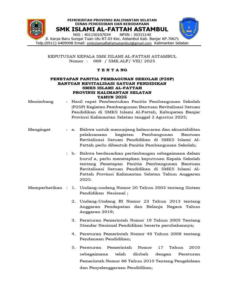Sk Panitia Pembangunan Sekolah 2025 Pdf