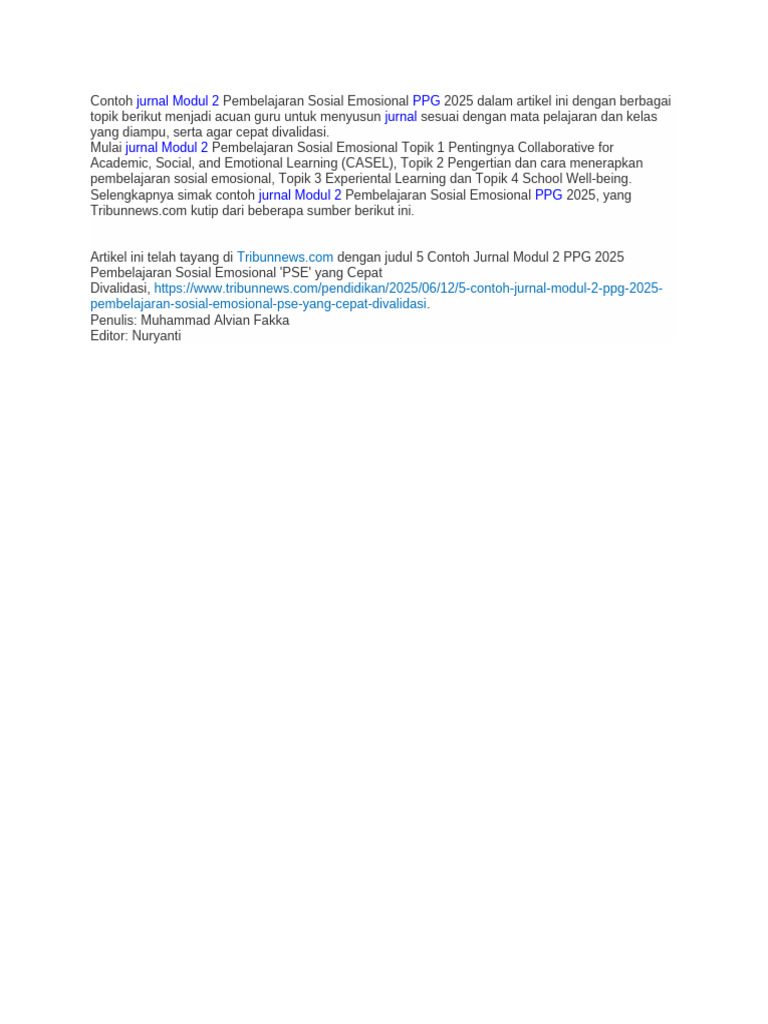 Contoh Jurnal PSE Modul 2 PPG 2025 | PDF