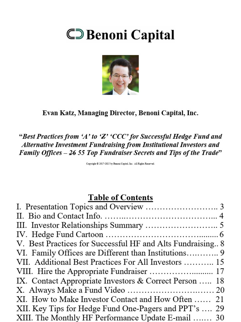 Evan Katz, Managing Dir., Benoni Capital | PDF | Private Equity ...