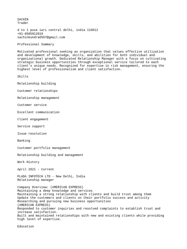 Sachin Sachin Resume | PDF