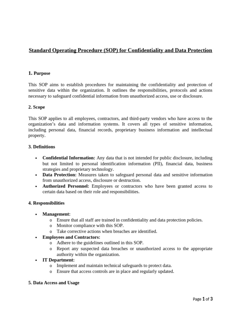 SOP For Confidentiality and Data Protections | PDF | Information ...