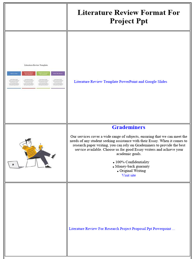 Literature Review Format for Project Ppt | PDF | Essays | Literature Review