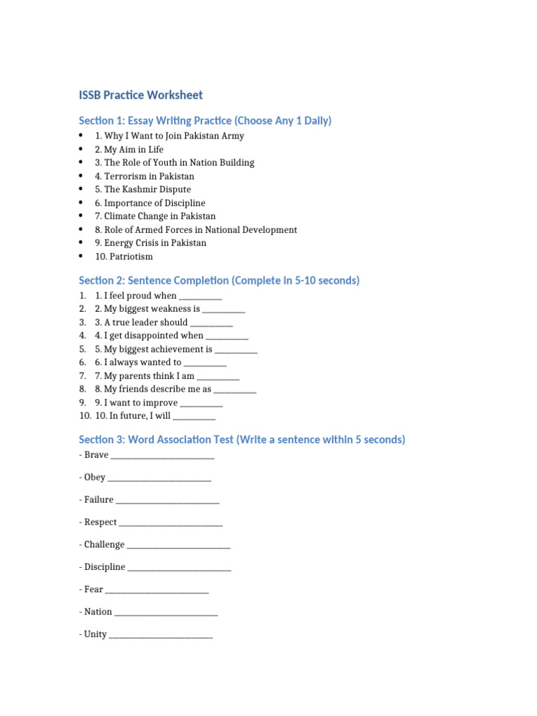 ISSB Essay and Writing Practice Guide | PDF