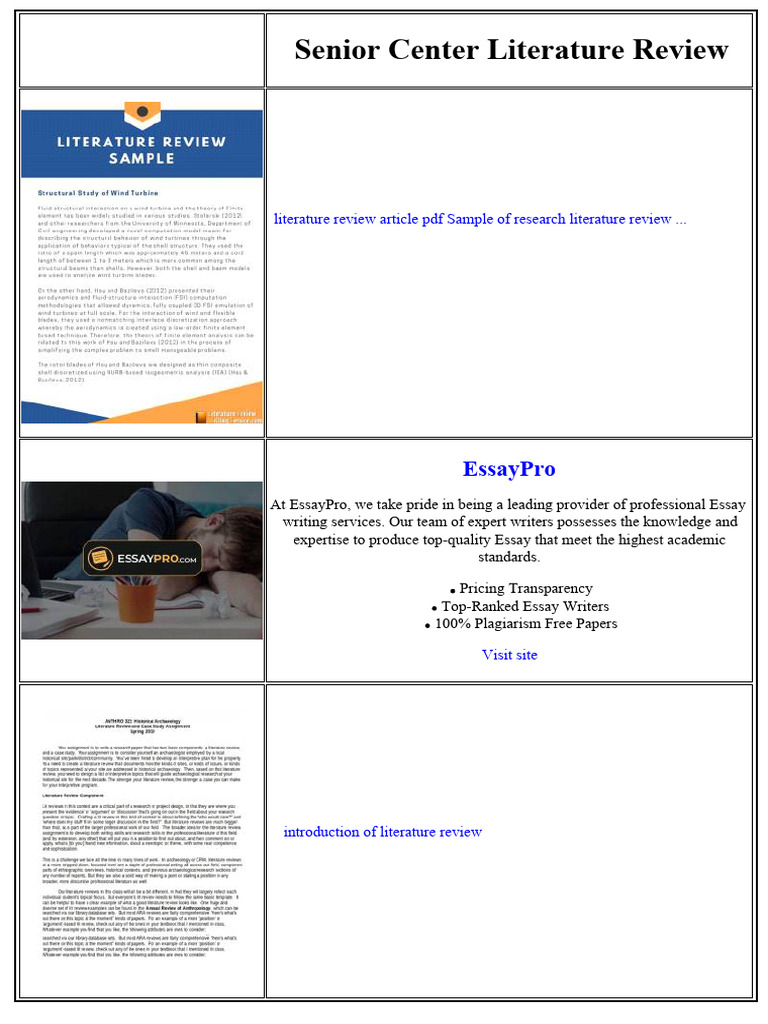 Senior Center Literature Review | PDF | Essays | Thesis