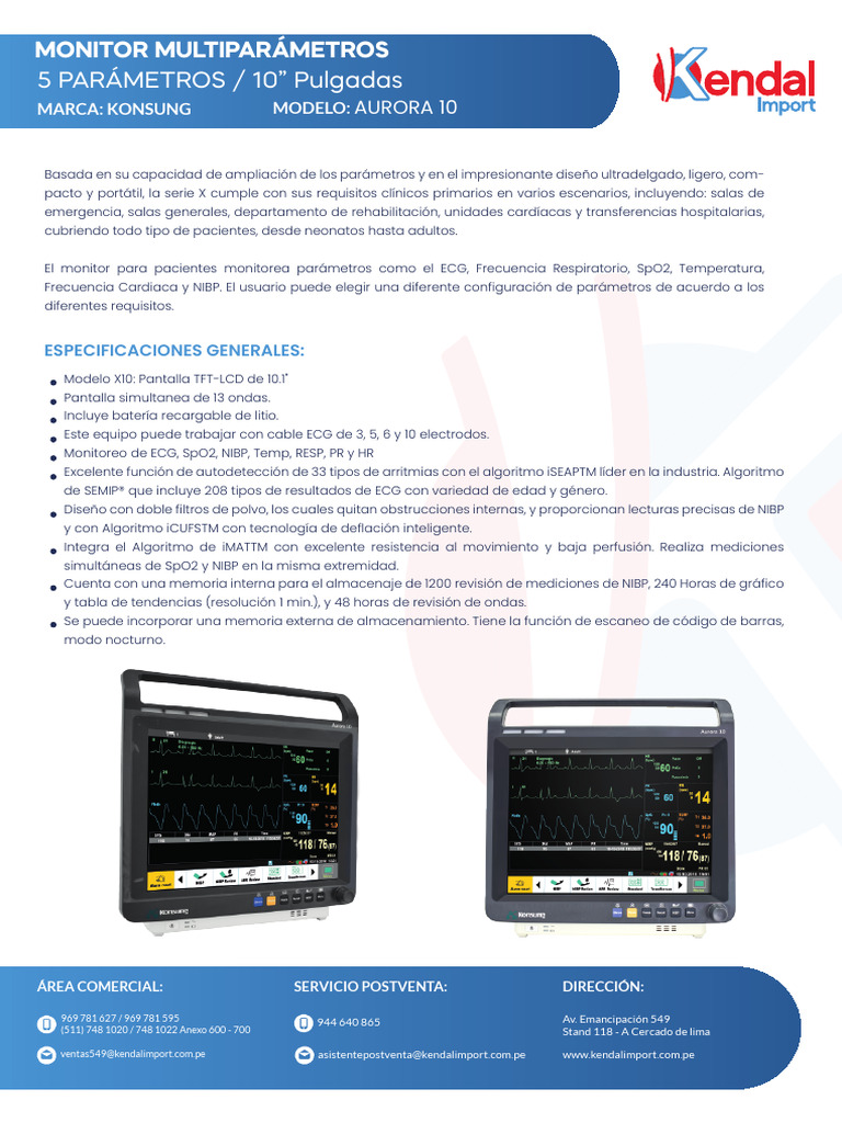 Monitor Multiparámetros KONSUNG Aurora 10 | PDF
