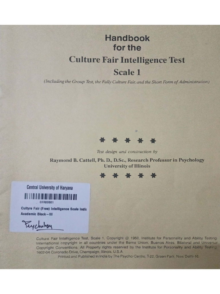 Cattle Culture Fair Intelligence Test | PDF