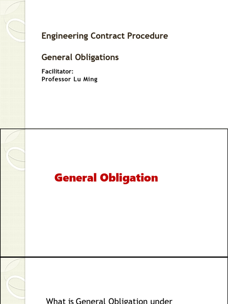 Engineering Contract Procedure - GENERAL OBLIGATIONS | PDF | Employment | Business