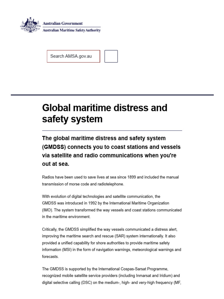 Global Maritime Distress and Safety System - Australian Maritime Safety ...