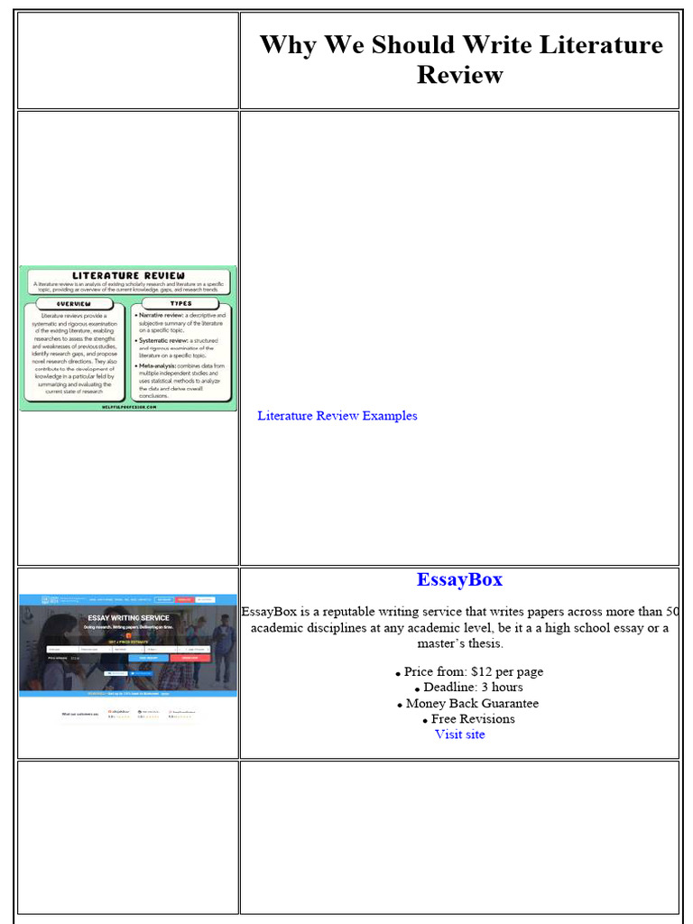 Why We Should Write Literature Review | PDF | Essays | Literature Review
