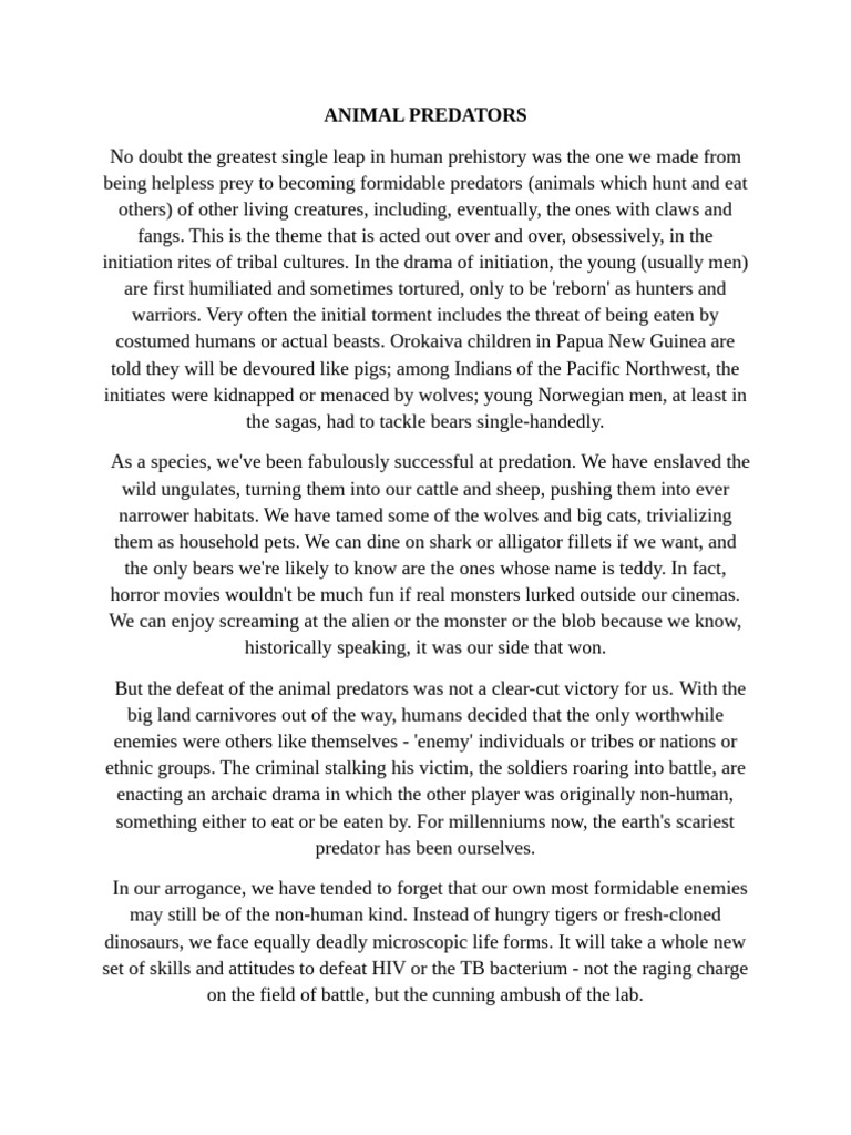 Animal Predators | PDF | Predation | Zoology