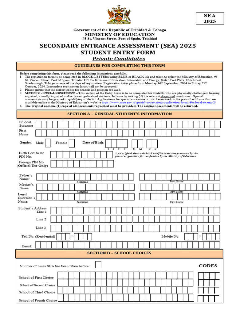 SEA Registration Form 2025 Guide | PDF | Birth Certificate | Multiple ...