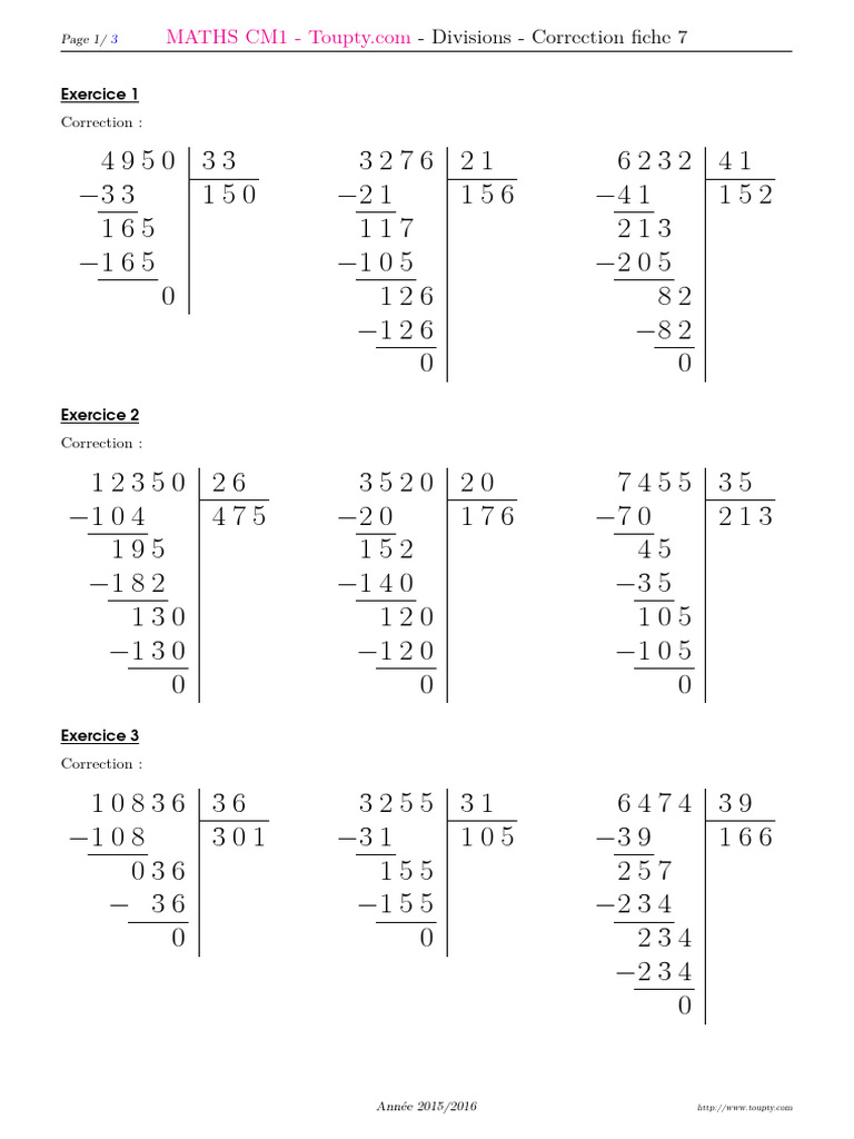 Division Cm1 7 Corrige | PDF