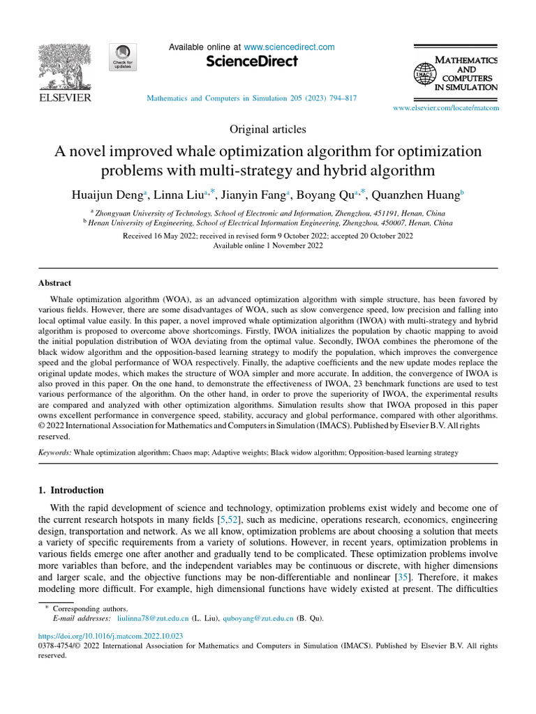 Chaotic Map and Opposition-Based Learning 2022 | PDF | Mathematical Optimization | Mathematical ...
