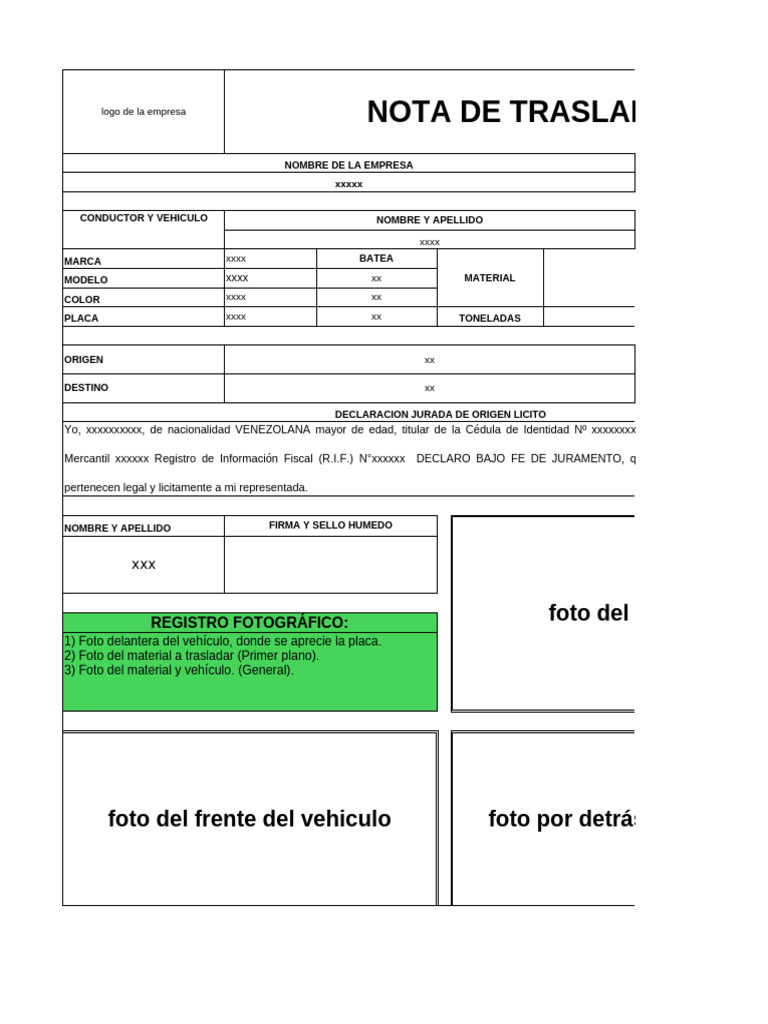 Nota de Traslado de Materiales | PDF