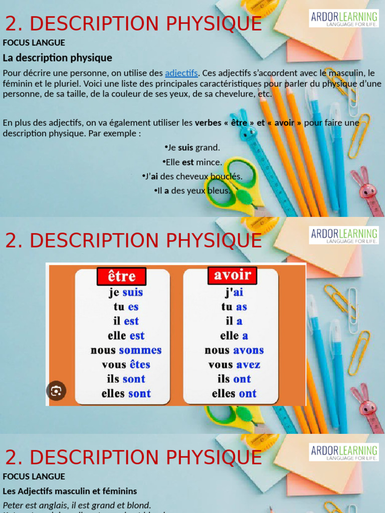 Guide de la description physique en français | PDF | Bleu | Genre ...